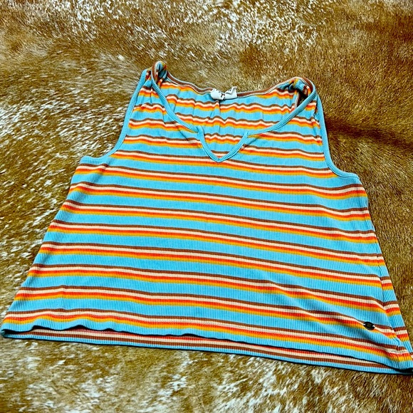 Roxy | Tops | Roxy Multicolored Striped Cropped Tank | Poshmark